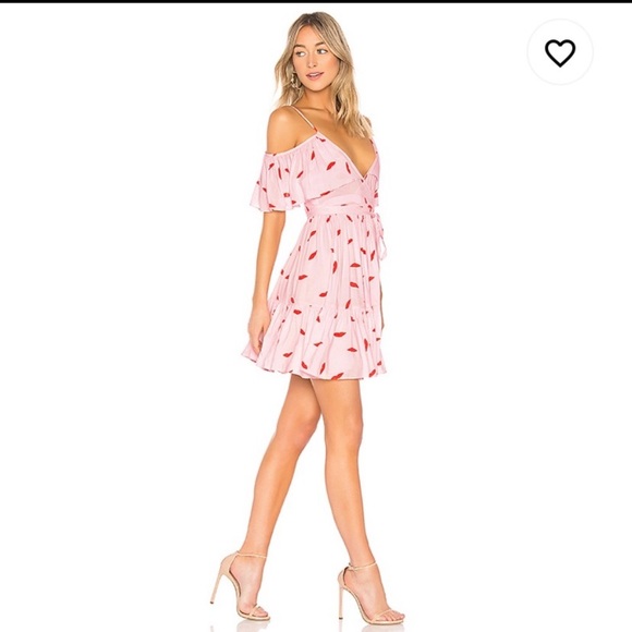 LPA | Dresses | New Lpa Revolve Ruffled Pinkred Lip Print Dress ...